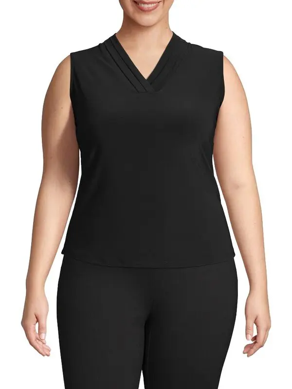 Anne Klein Triple Pleat Sleeveless Blouse - Black