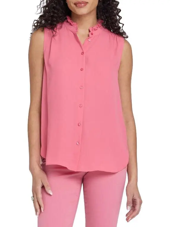 NYDJ Sleeveless Ruffle Neck Top - Desert Rose