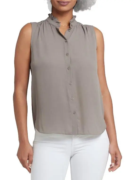NYDJ Print Ruffle Neck Sleeveless Top - Saddlewood