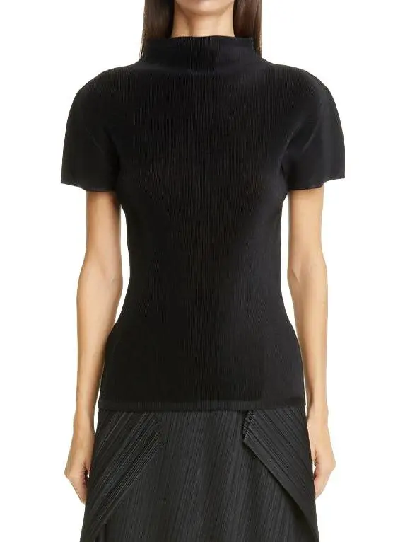 Issey Miyake Mist Basics Funnel Neck Top - Black
