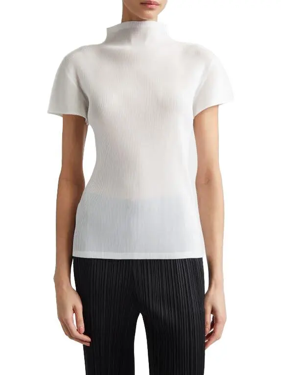 Issey Miyake Mist Basics Funnel Neck Top - White