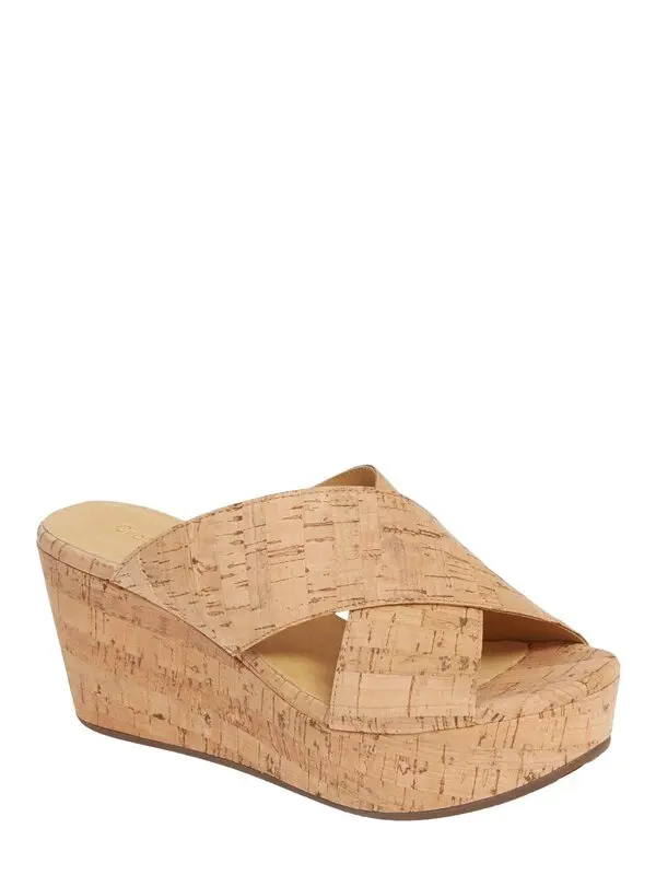 CHOCOLAT BLU Wayland Platform Wedge Slide Sandal - Cork