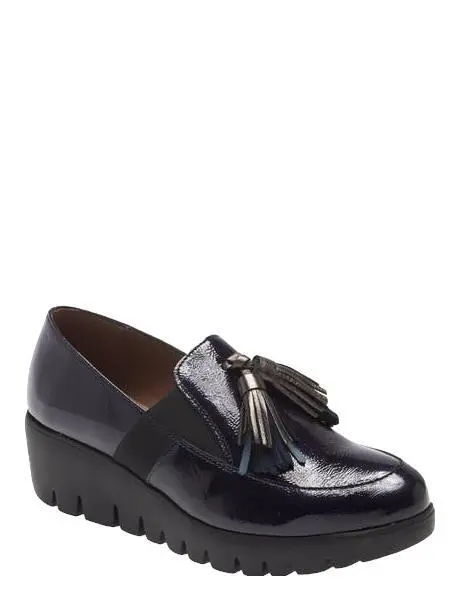WONDERS Loafer Wedge - Lack Noche/wash Plomo
