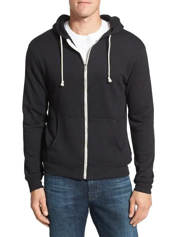 THREADS 4 THOUGHT Trim Fit Heathered Fleece Zip Hoodie - Onyx