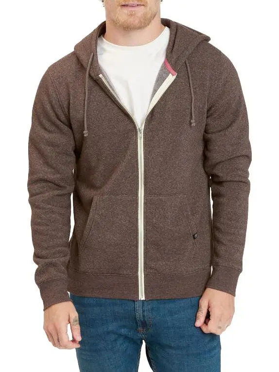 THREADS 4 THOUGHT Trim Fit Heathered Fleece Zip Hoodie - Espresso