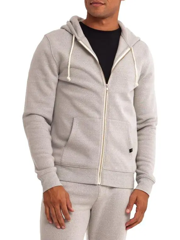 THREADS 4 THOUGHT Trim Fit Heathered Fleece Zip Hoodie - Light Heather Grey