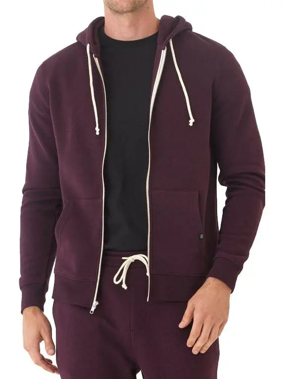 THREADS 4 THOUGHT Trim Fit Heathered Fleece Zip Hoodie - Ultra Maroon