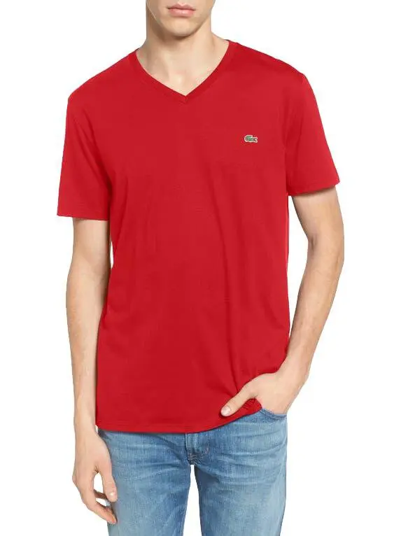 Lacoste Regular Fit V-neck T-shirt - Red