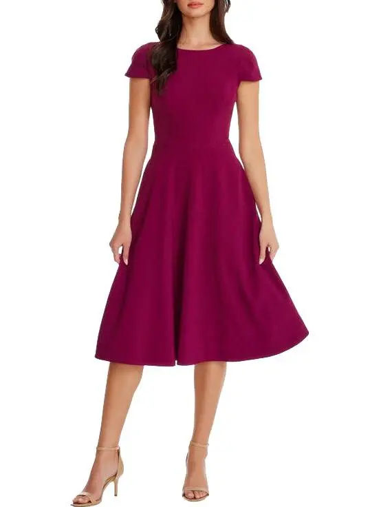 Dress The Population Livia Fit & Flare Dress - Dark Magenta