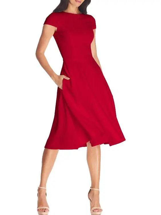 Dress The Population Livia Fit & Flare Dress - Garnet