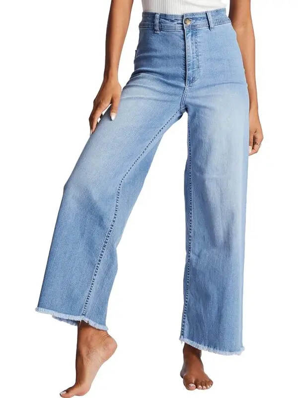 BILLABONG Fray Hem Wide Leg Jeans - Surf Spray