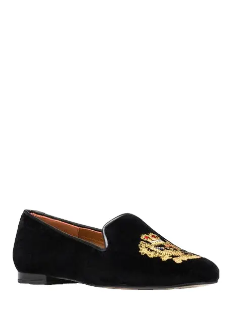 JON JOSEF Gatsby Embroidered Flat - Black Velvet