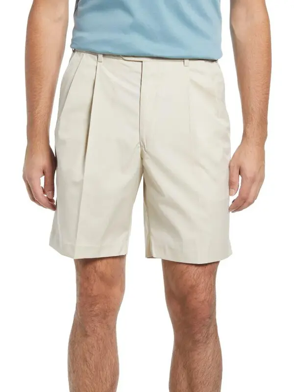 Berle Prime Pleated Poplin Shorts - Light Tan