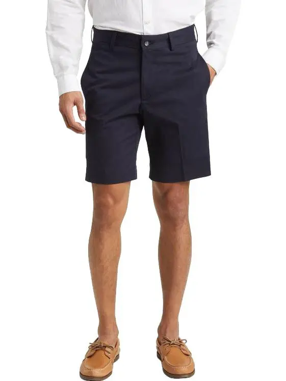 Berle Charleston Flat Front Stretch Poplin Shorts - Navy