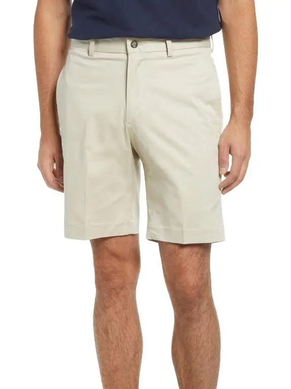 Berle Charleston Khakis Flat Front Stretch Twill Shorts - Stone