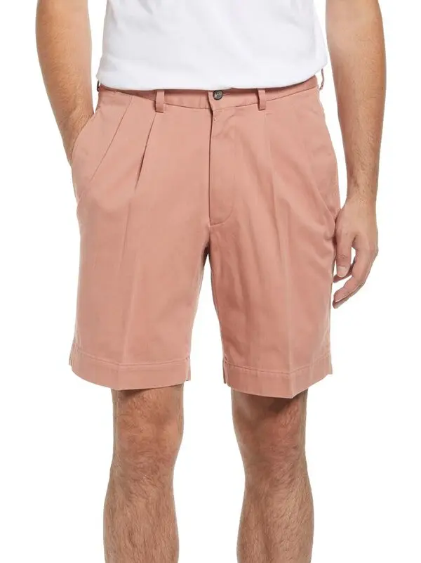 Berle Charleston Pleated Chino Shorts - Charleston Brick