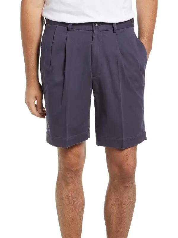 Berle Charleston Pleated Chino Shorts - Navy