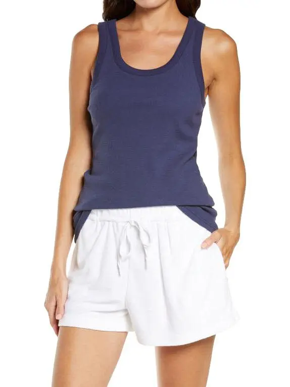 PAPINELLE Ribbed Shelf Bra Tank - Navy