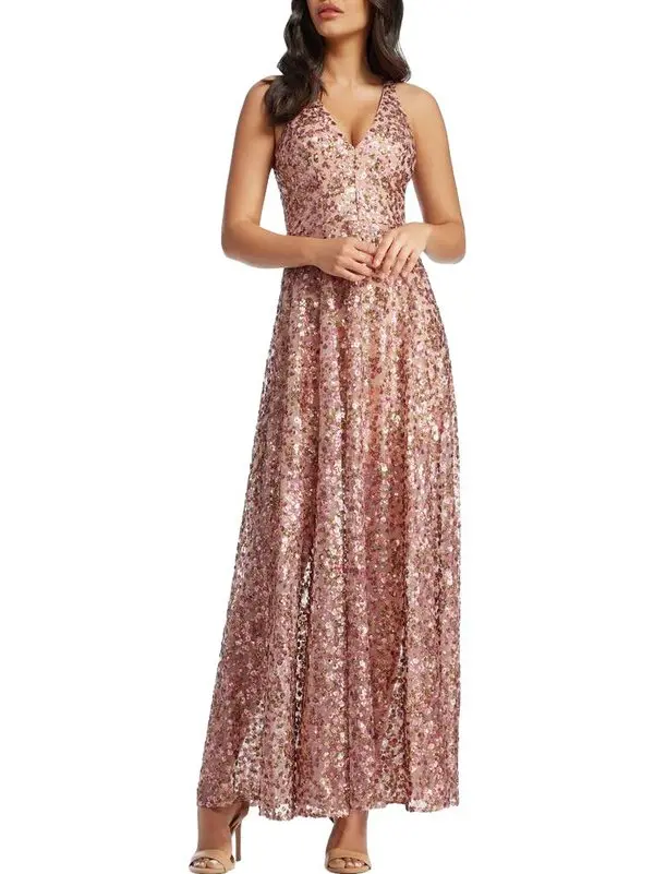 Dress The Population Ariyah Sequin Embroidered Ballgown - Blush Multi