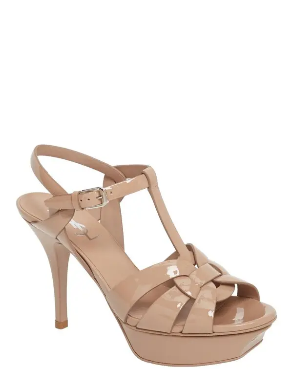 Saint Laurent Tribute Platform Sandal - Nude Rose