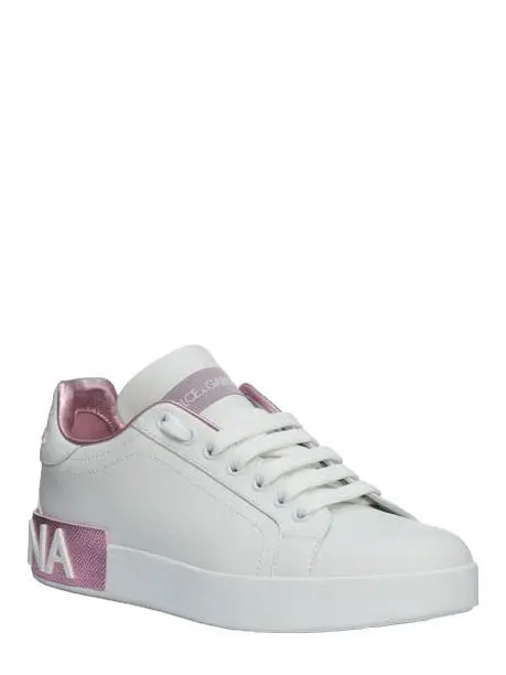 Dolce & Gabbana Portofino Platform Sneakers - White/pink