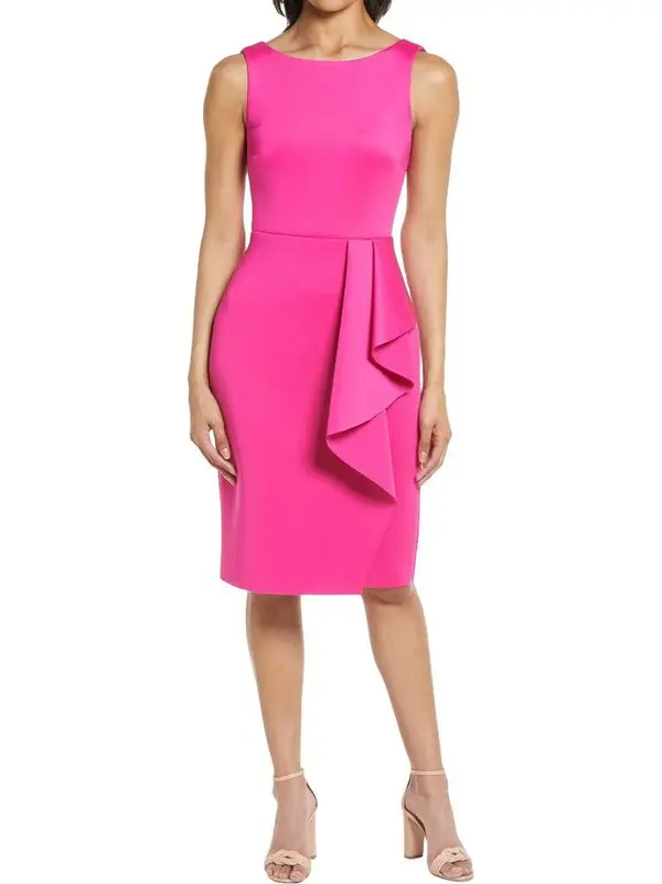 Eliza J Sleeveless Ruffle Sheath Dress - Hot Pink