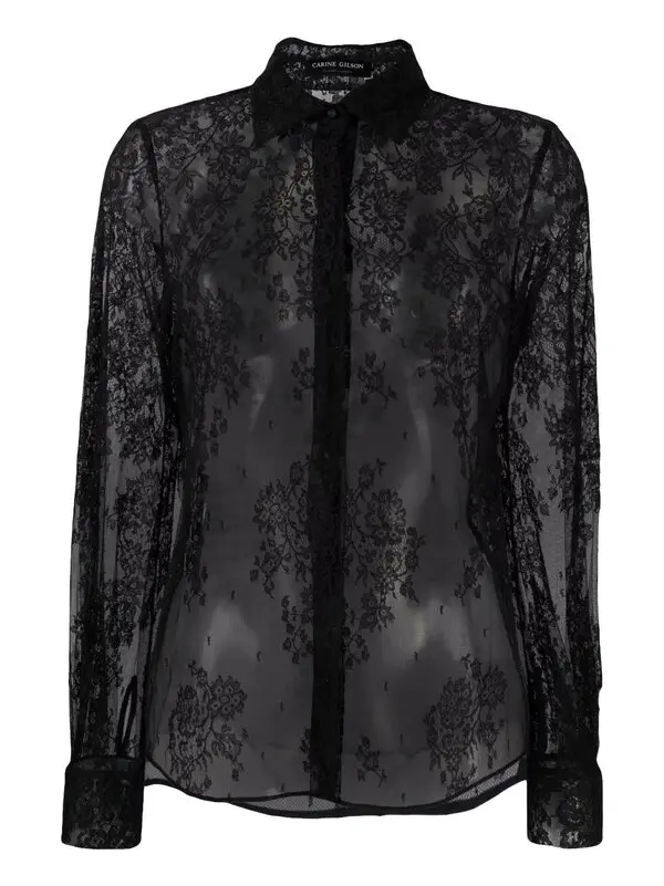 Carine Gilson Floral-lace Long-sleeve Blouse - Black