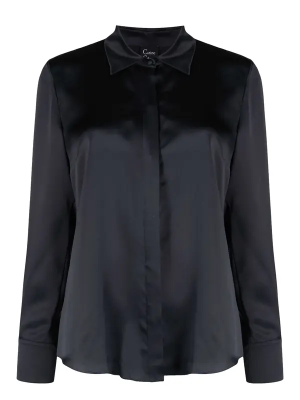 Carine Gilson Long-sleeve Silk-satin Shirt - Grey