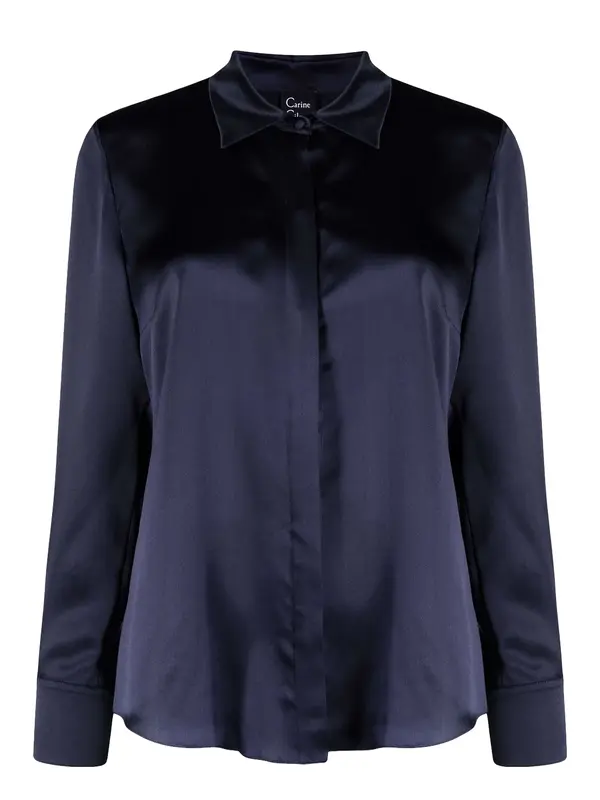 Carine Gilson Long-sleeve Silk-satin Shirt - Blue