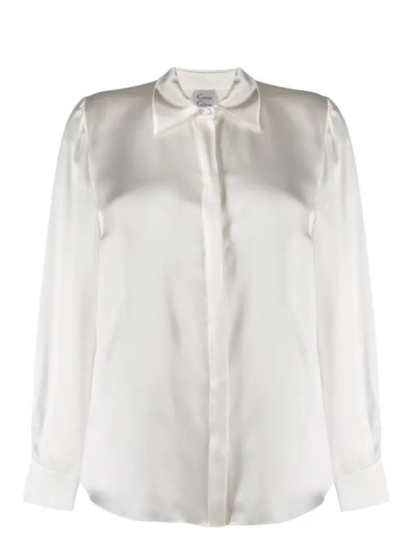 Carine Gilson Long-sleeve Silk-satin Shirt - White