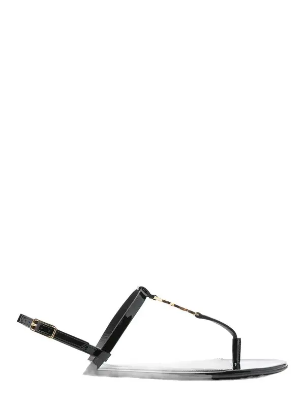 Saint Laurent Cassandra Logo Plaque Sandals - Black
