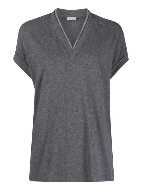Brunello Cucinelli V-neck Top - Grey