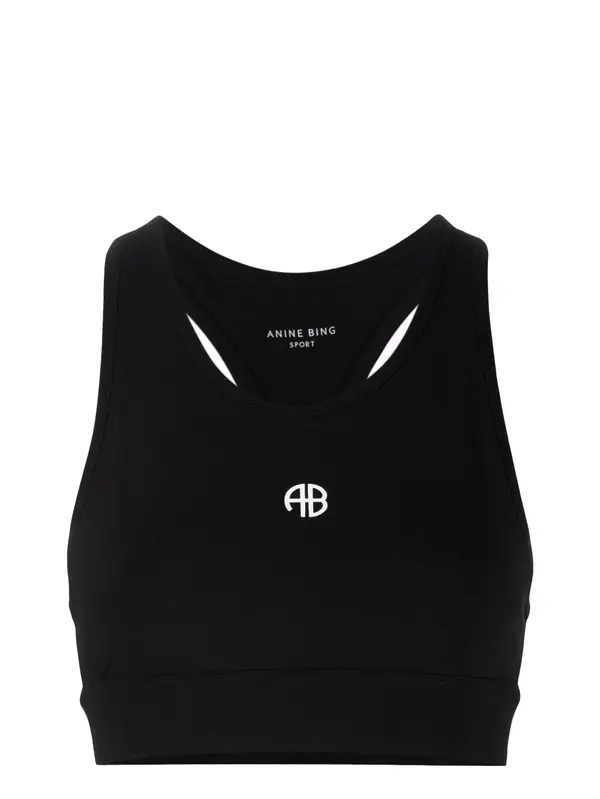 ANINE BING Logo-print Sports Bra - Black