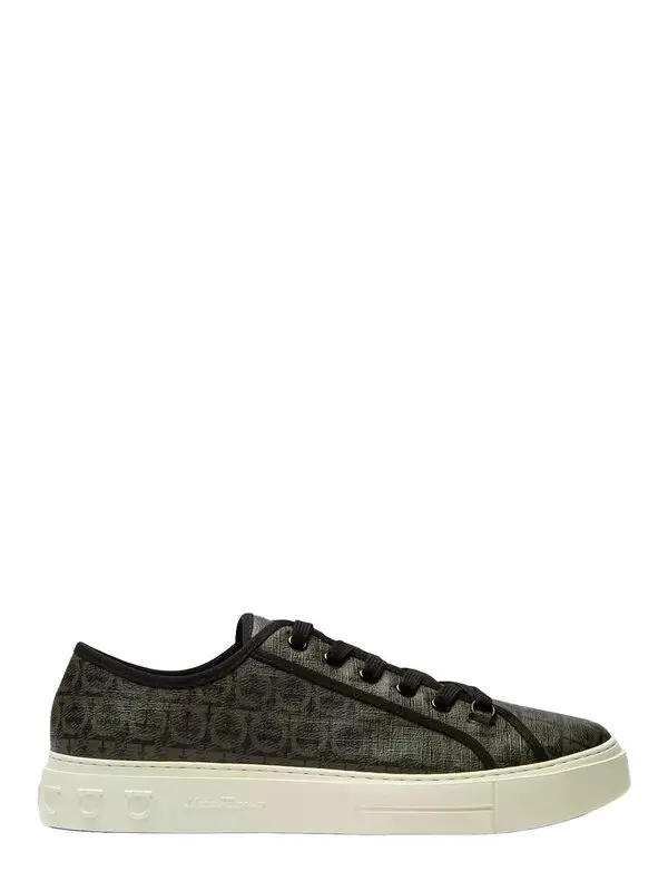 FERRAGAMO Anson Gancini Print Sneakers - Black
