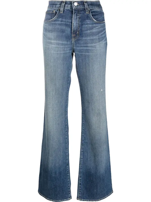 NILI LOTAN Flared Denim Jeans - Blue