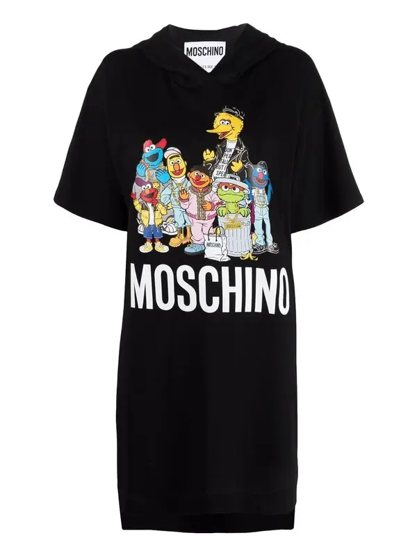 Moschino X Sesame Street© Hooded Jersey Dress - Black