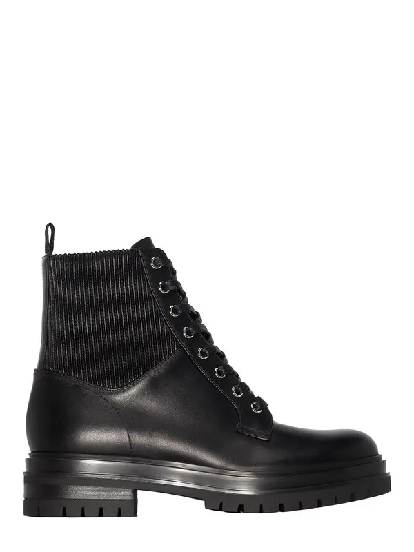 GIANVITO ROSSI Martis Leather Combat Boots - Black
