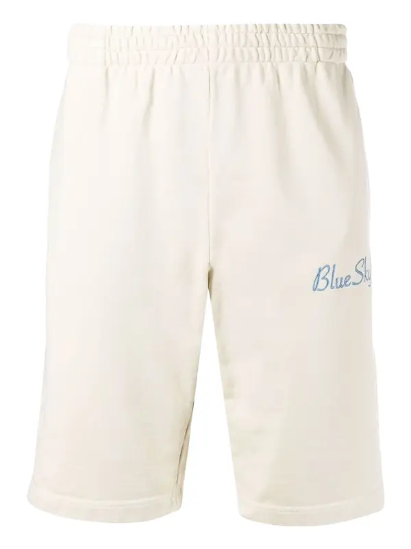 BLUE SKY INN Logo-embroidered Cotton Shorts - Neutrals