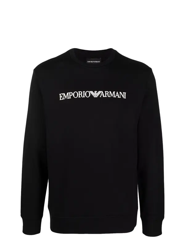 Emporio Armani Logo-print Crew-neck Sweatshirt - Black