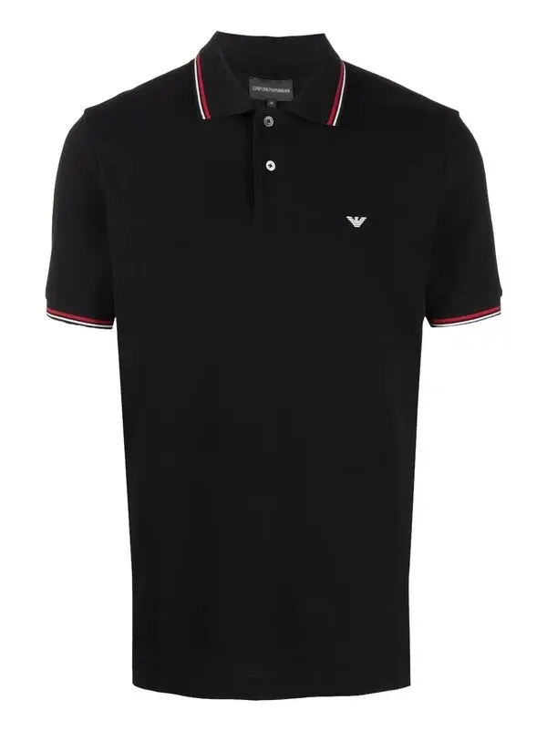 Emporio Armani Logo-print Cotton Polo Shirt - Black