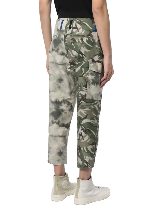 PORTS V Camouflage Tie-dye Tapered Trousers - Green