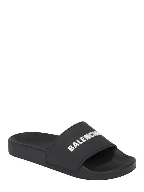 Balenciaga Logo Sport Slide - Black/white