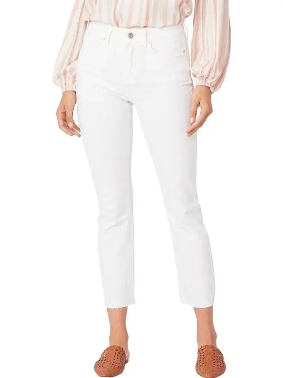 Paige Cindy High Waist Raw Hem Ankle Straight Leg Jeans - Tonalecru