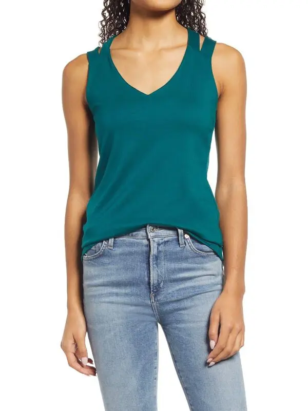 Loveappella Strappy Tank - Hunter Green
