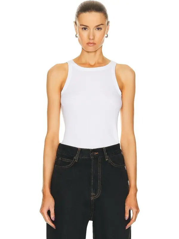 NILI LOTAN Jennifer Rib Tank Top - White