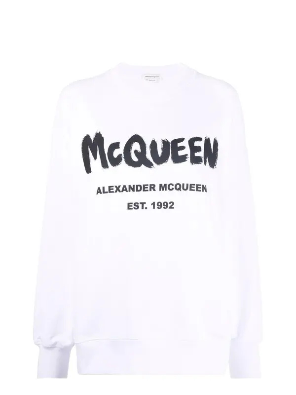 Alexander McQueen Logo-print Cotton Sweatshirt - White