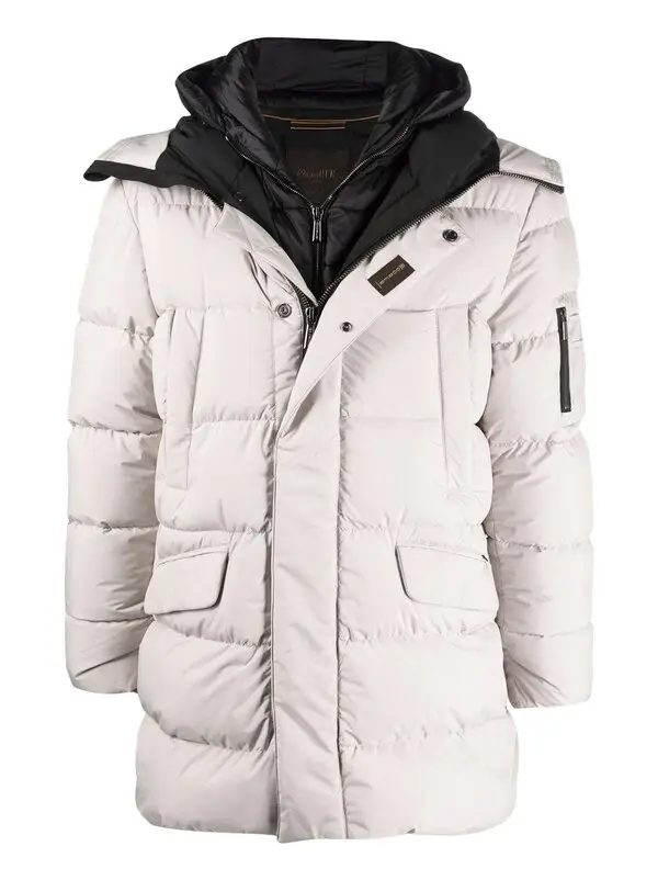 MOORER Padded Zip-up Coat - Neutrals