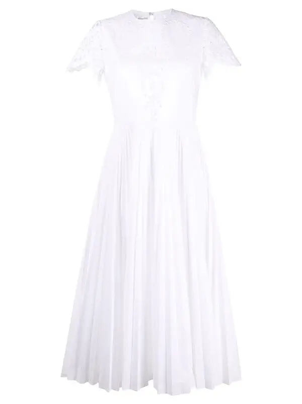 Valentino Garavani Broderie Anglaise Pleated Dress - White