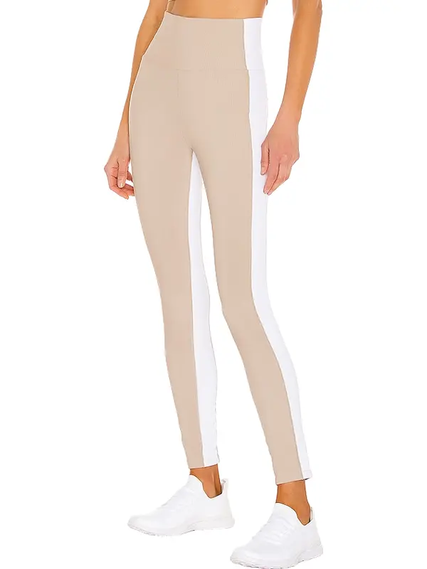 Beach Riot Colorblock Legging In Taupe - Taupe & White