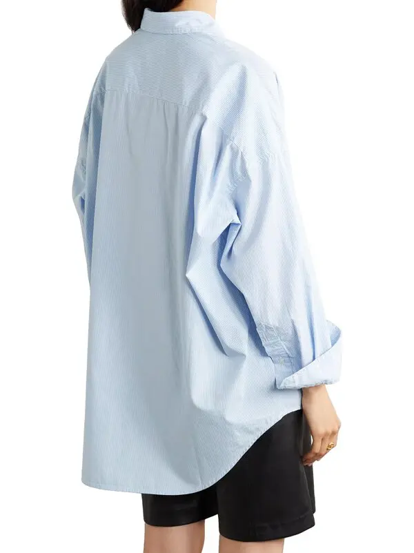 R13 Oversized Striped Oxford Shirt - Blue